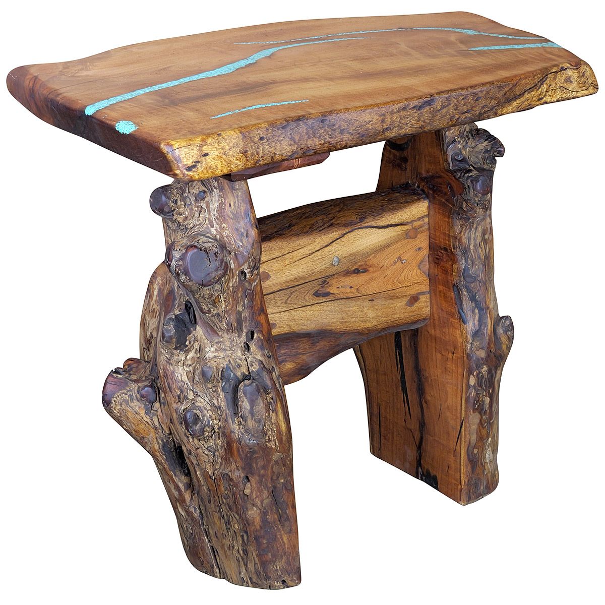 Mesquite Entry Table with Turquoise & Copper Inlay