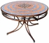 Metal and Tile Top Patio Dining Table Set with Four Chairs - 48" Diameter