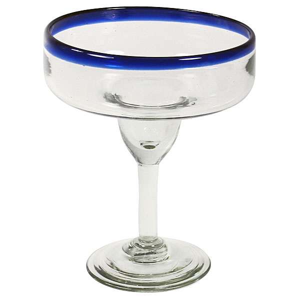 Mexican Blue Rimmed Margarita Glass - Set of 4