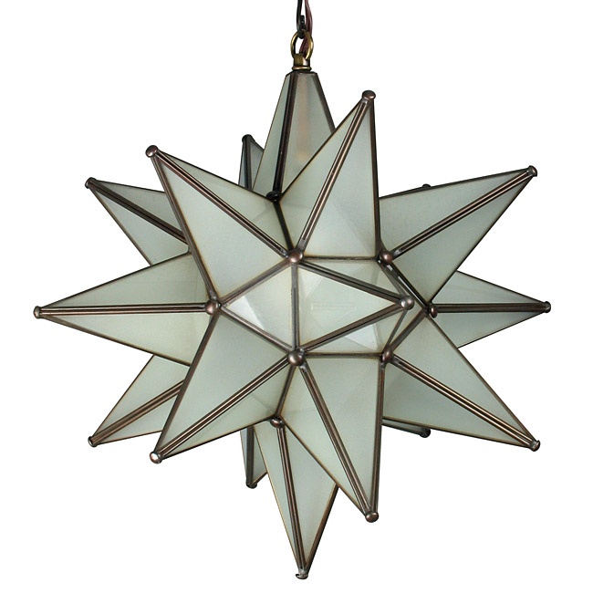 15" Frosted Glass Hanging Star Lamp