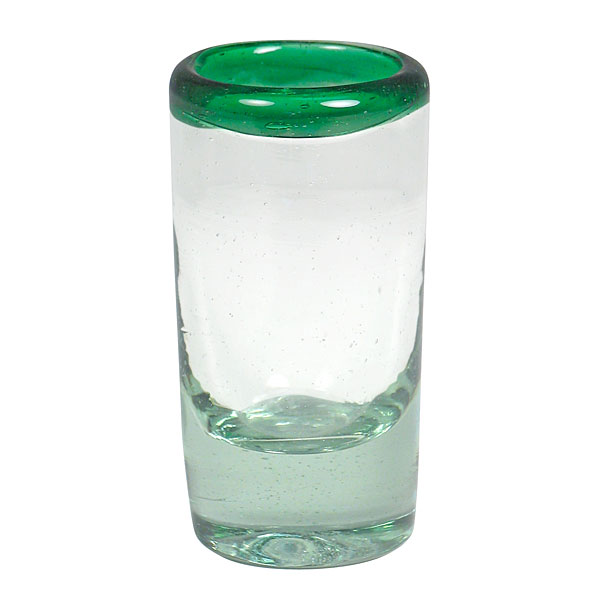 Hand Blown Green Rimmed Shot Glass