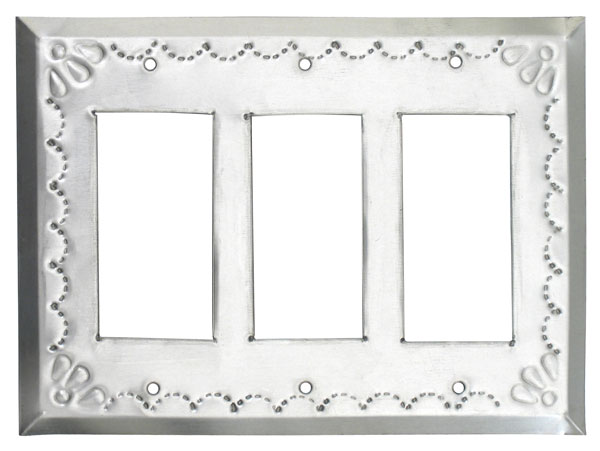 Mexican Natural Tin Triple Rocker Switch Plate - Star