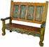 Mexican Painted Wood Captain's Bench - Oversized Mexican Bench