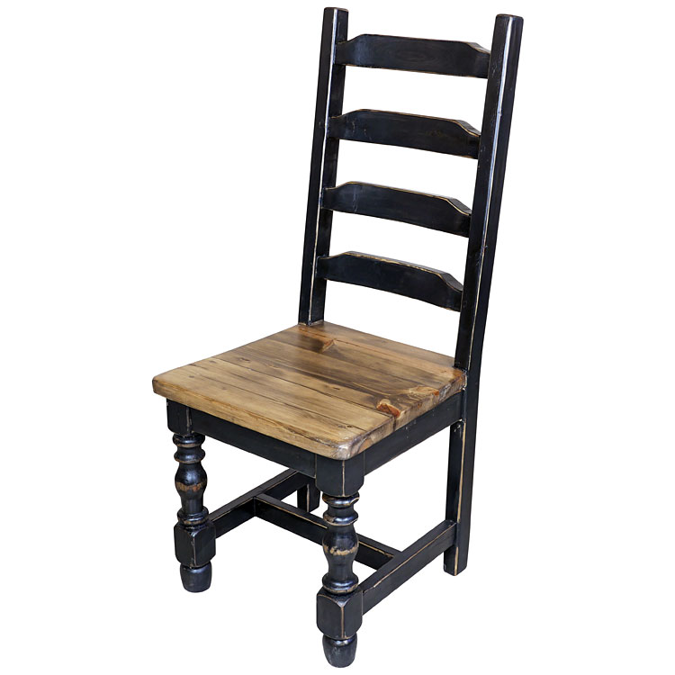 Mexican Pine Painted Wood Ladder Back Dining Chair - 7 Colors