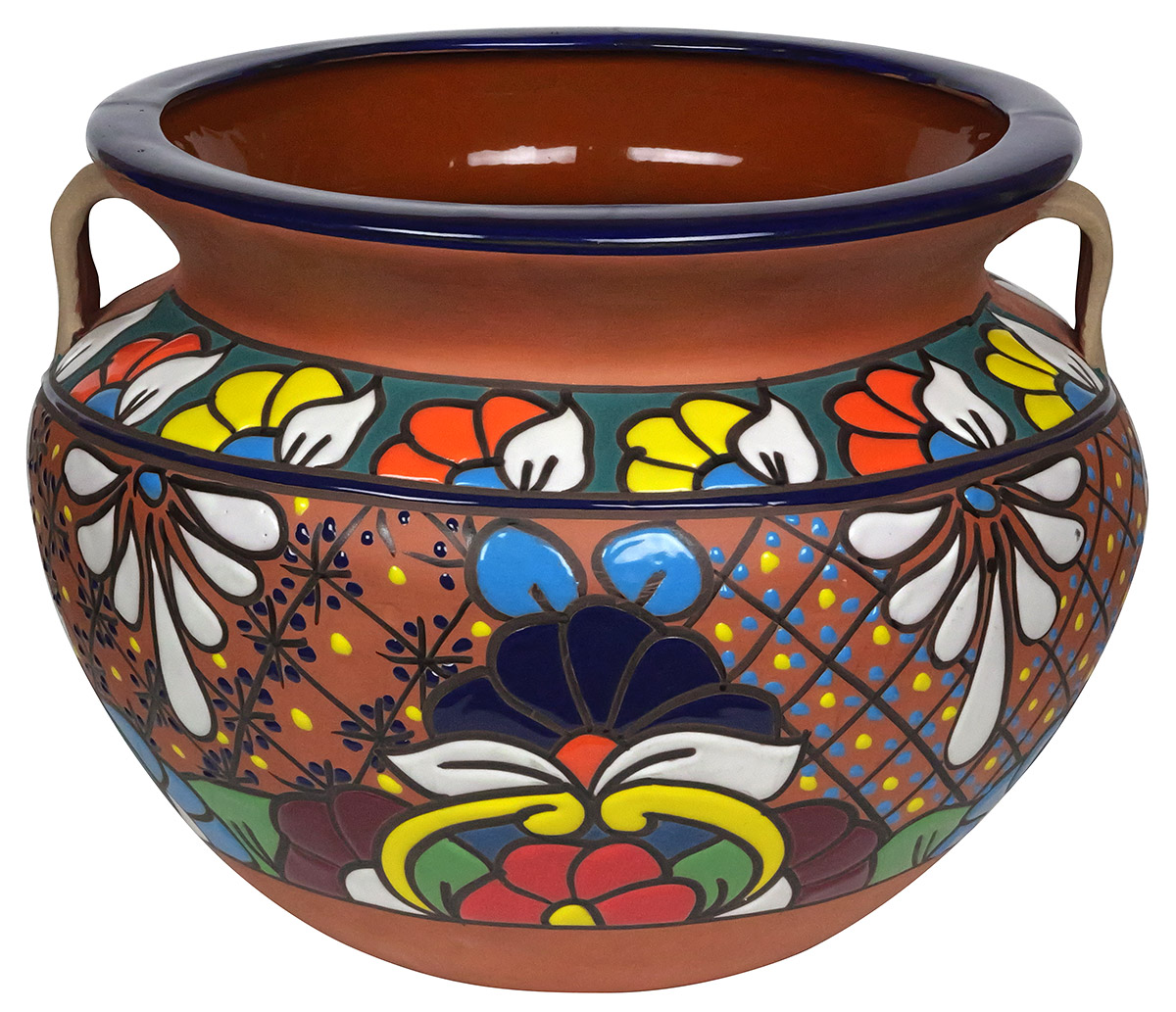 Mexican Terracotta Pots Talavera Pottery Planter Sideways Tilt