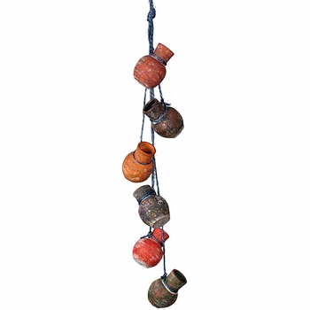 Mini Dangling Clay Pots on Rope - Set of 2