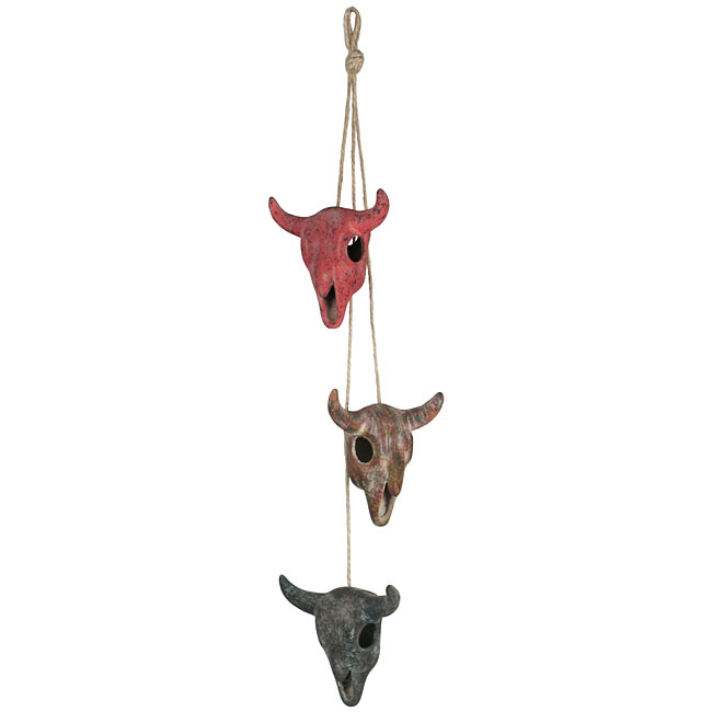Mini Mexican Clay Toro Skulls on Rope
