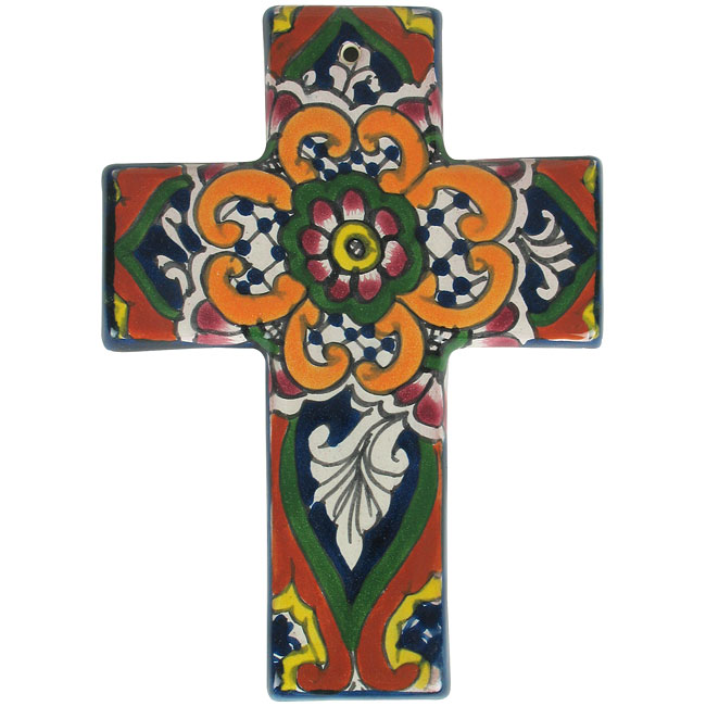 Mini Thick Talavera Cross - Mexican Wall Crosses