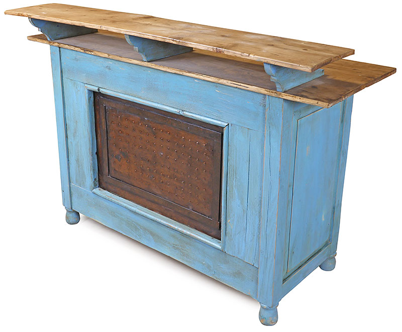 Painted Wood Bar with Iron Panel Front