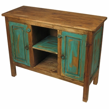 Painted Wood Turquoise Entertainment Console