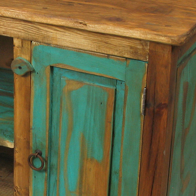 Painted Wood Turquoise Entertainment Console