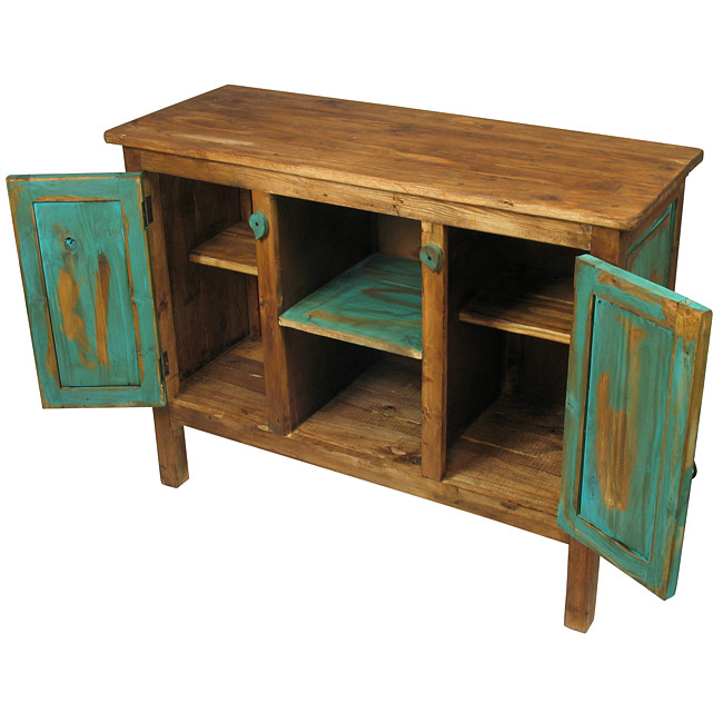 Painted Wood Turquoise Entertainment Console