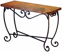 Hammered Copper - Iron and Rustic Wood Console Sofa Tables