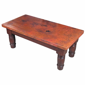 Rectangular Farmhouse Coffee Table with Copper Top