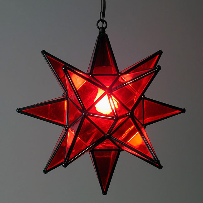 Red Glass Hanging Star Light