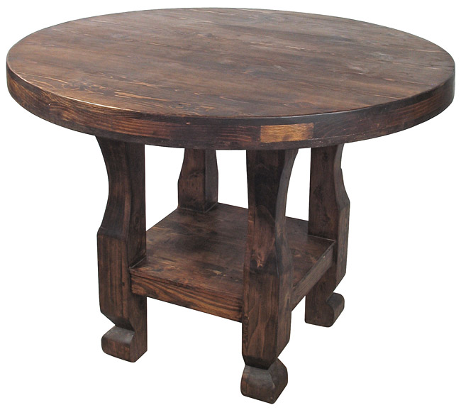 Round Rustic Wood Counter Height Bistro Table Set with 4 Stools