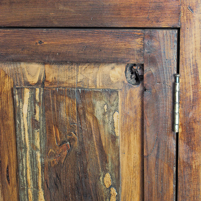 Rustic Distressed Wood Armoire - 2 Doors and 1 Drawer
