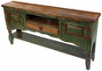 Medium Rustic Wood Turned Leg Buffet Table with 2 Doors, 1 Drawer and Shelf