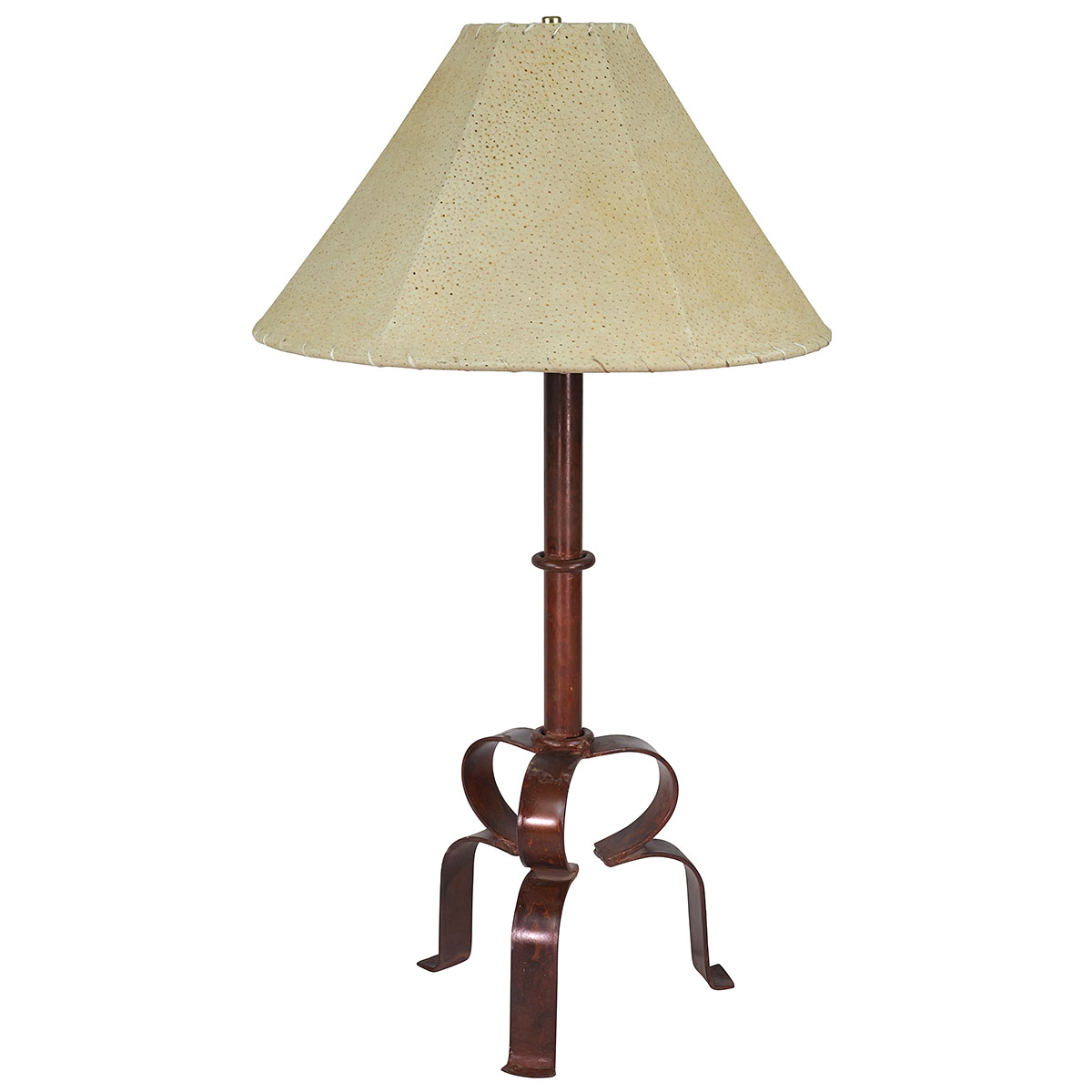 Rustic Iron Cascada Table Lamp With Pigskin Shade