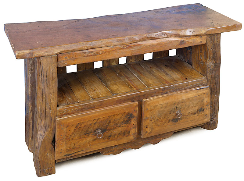 Rustic Mesquite Log and Slab TV Stand