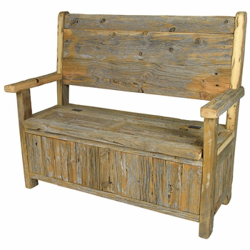 Rustic Old Wood Storage Bench