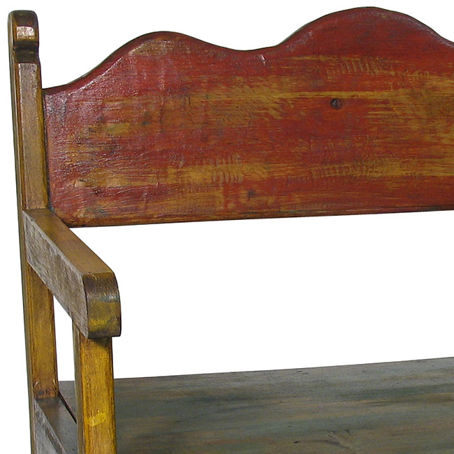 Rustic Painted Wood Storage Bench