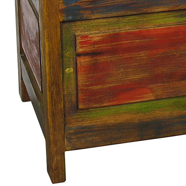 Rustic Painted Wood Storage Bench