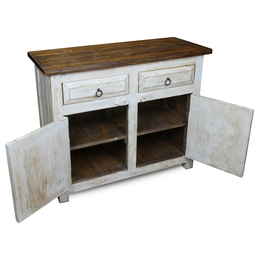 Rustic White Washed Barn Door Buffet