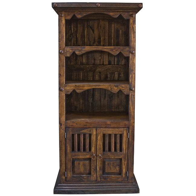 Rustic Wood Bookshelf with Doors