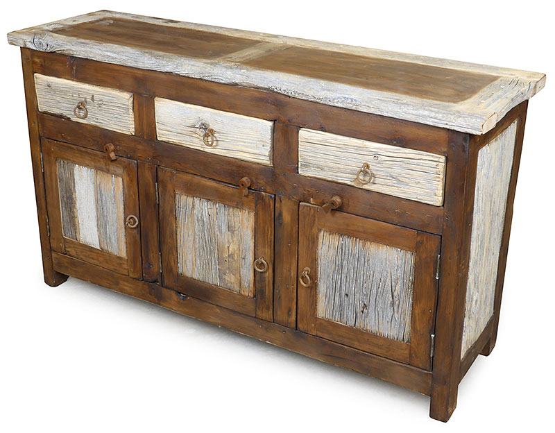 Rustic Wood Buffet with Natural Barnwood Accents