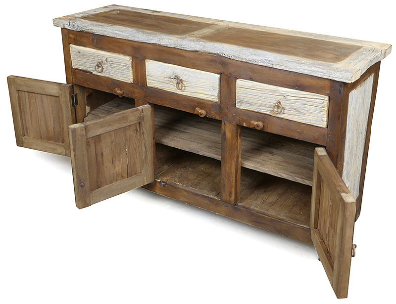 Rustic Wood Buffet with Natural Barnwood Accents