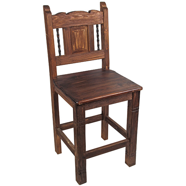 Rustic Wood Counter Height Bar Stool with Iron