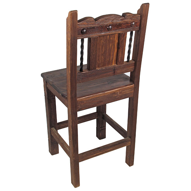 Rustic Wood Counter Height Bar Stool with Iron