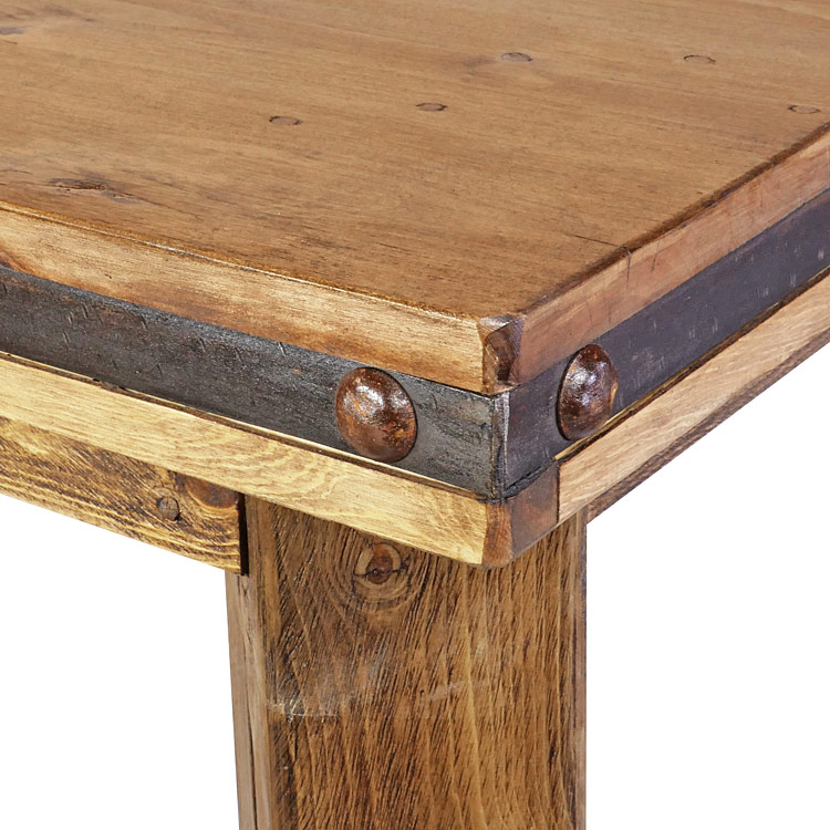 Rustic Wood Counter Height Dining Table Set with 6 Bar Stools