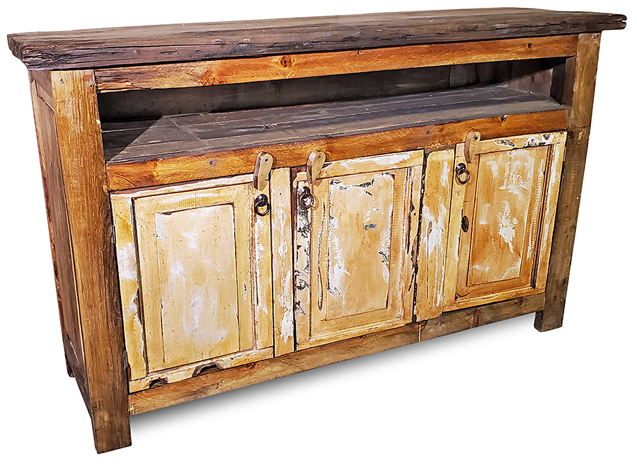 Rustic Wood Multi-Tone TV Console - 3 Doors