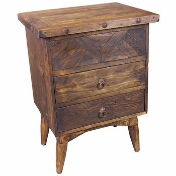 Rustic Wood Nightstand with Legs - 2 Drawers