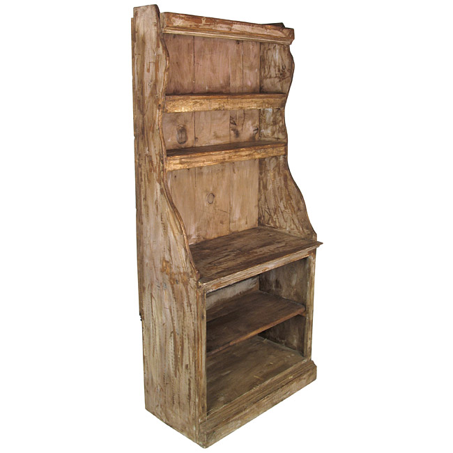 Rustic Wood Open Kitchen Hutch with Shelves