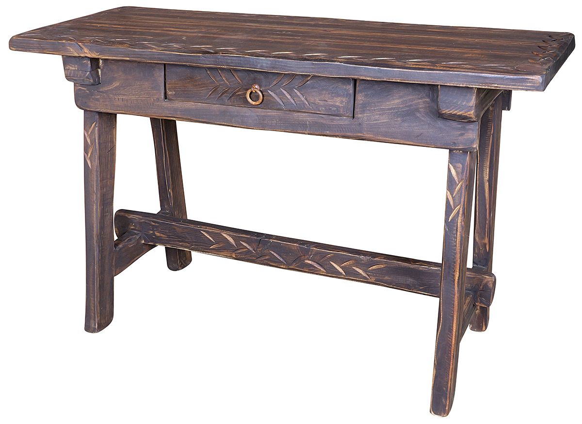 Rustic Wood Rancherita Sofa Table with Drawer