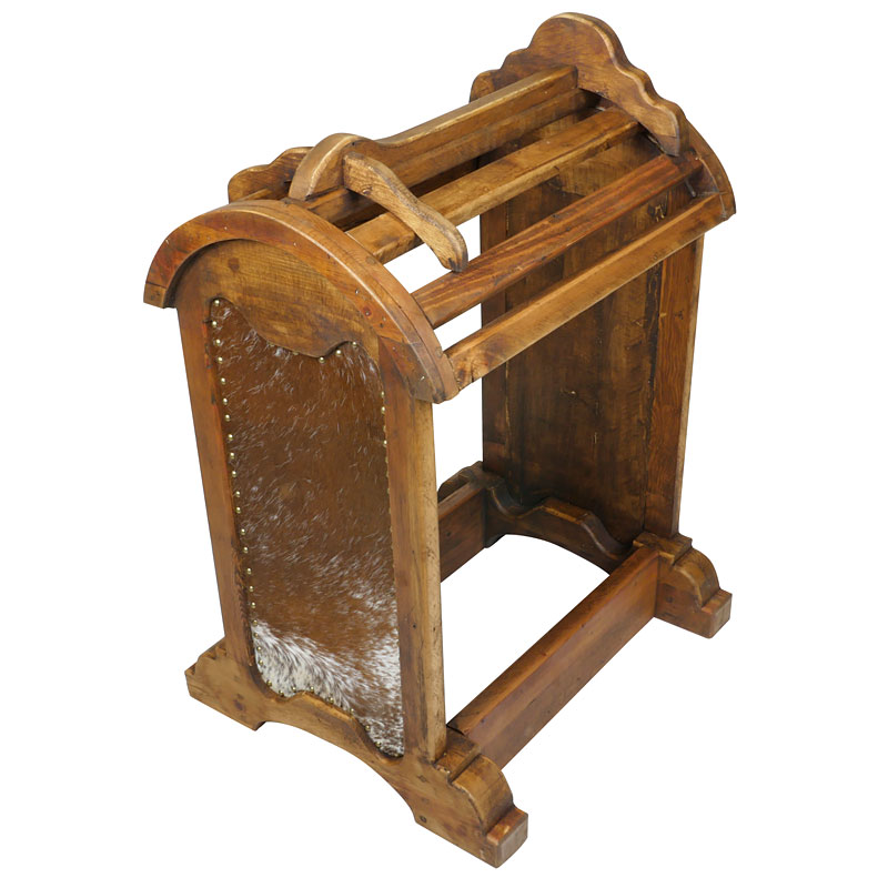 Rustic Wood Saddle Stand With Cowhide Sides