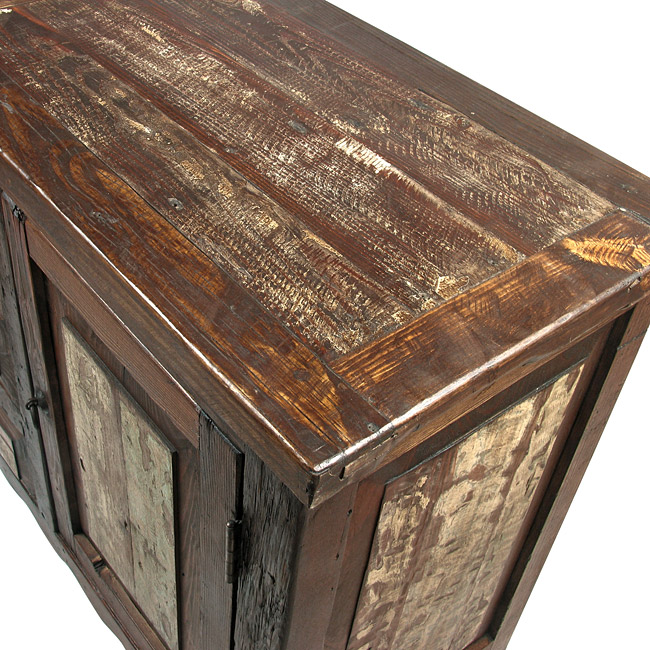 Rustic Sideboard with Weathered Whitewashed Panels - 2 Door - 3 Drawer