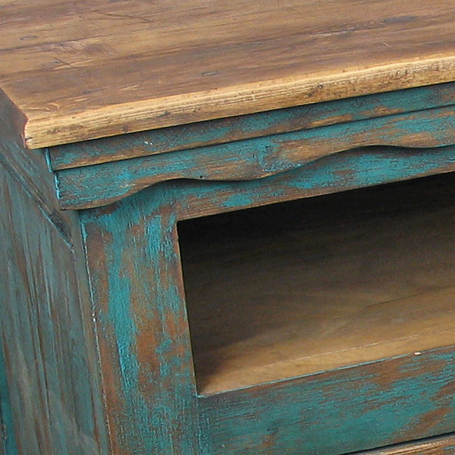 Rustic Wood Turquoise TV Console