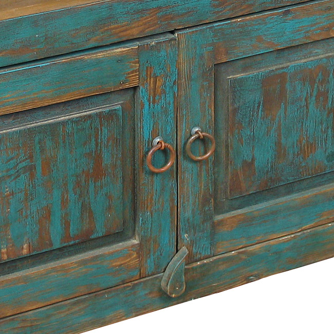 Rustic Wood Turquoise TV Console