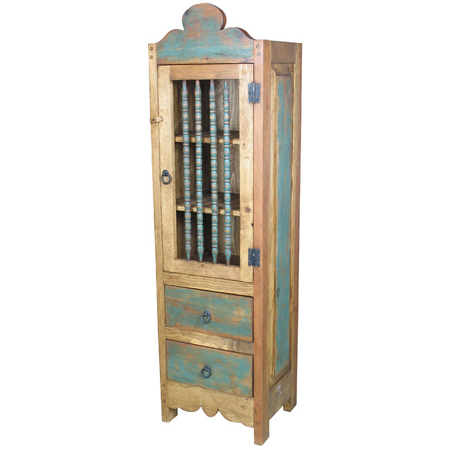 Skinny Santa Fe Style Armoire Painted Wood
