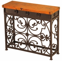 Hammered Copper - Iron and Rustic Wood Console Sofa Tables