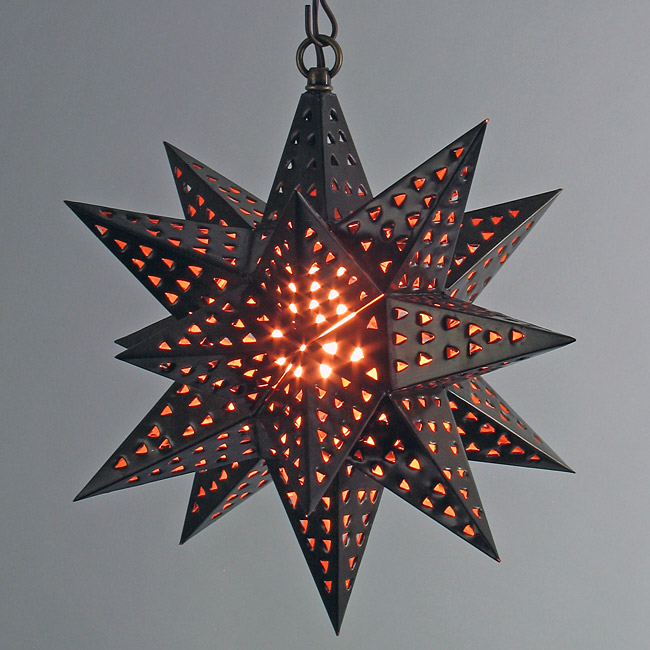 Small Punched Tin Hanging Star Light