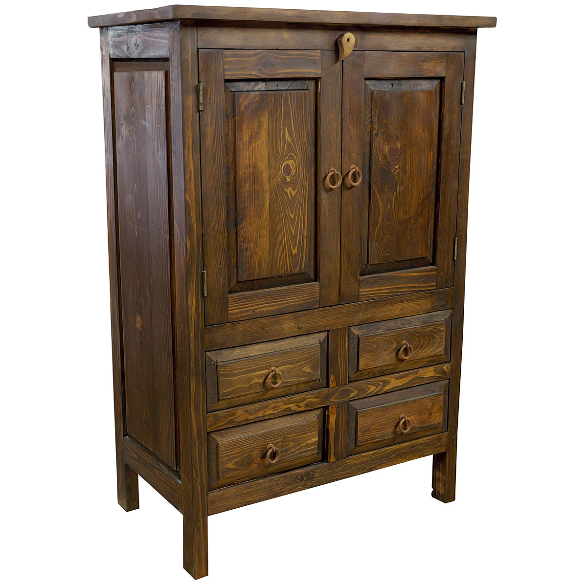 Small Rustic Wood Armoire - 2 Doors and 4 Drawers