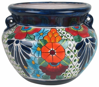 Small Talavera Handled Flower Pot