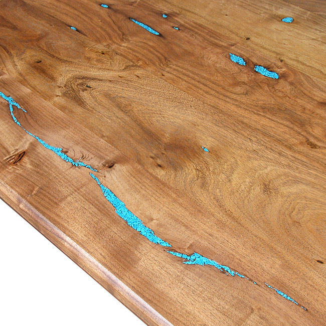 Southwest Mesquite Coffee Table with Turquoise Inlay