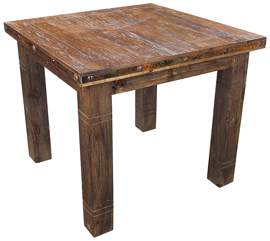 Square Rustic Wood Counter Height Bistro Table with Iron