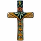 Large Painted Tin and Talavera Tile Cross with Virgin